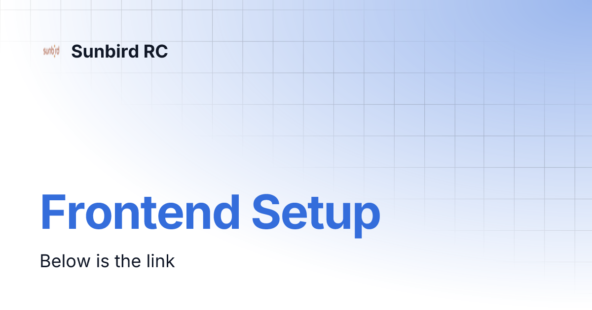 Frontend Setup | Sunbird RC