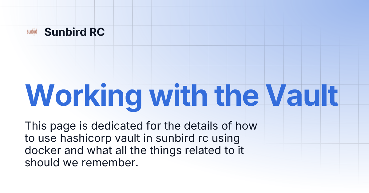 Working with the Vault | Sunbird RC