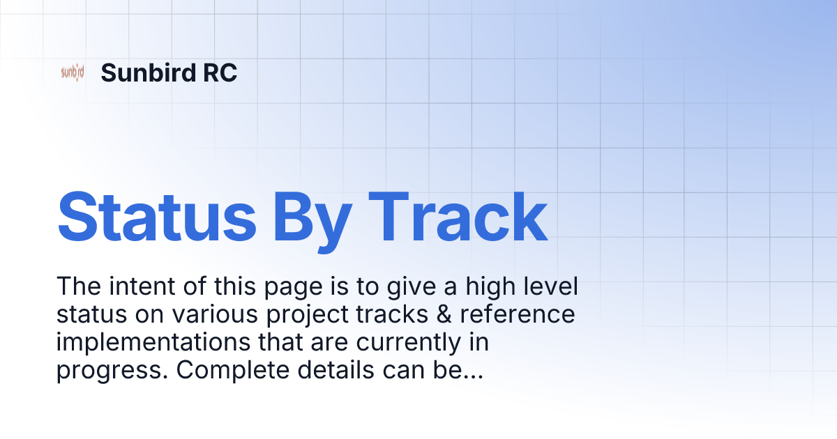 Status By Track | Sunbird RC